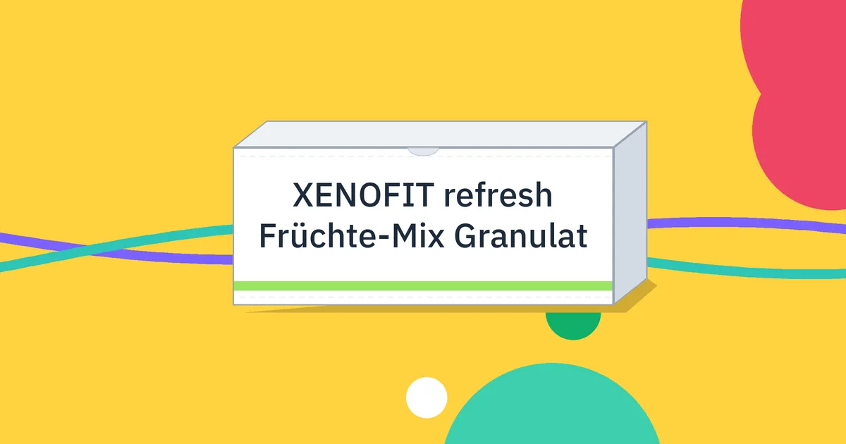Symbolbild: Packung mit der Aufschrift XENOFIT refresh Früchte-Mix Granulat (PZN 04401322) – Verfügbarkeit und Bezug in Apotheken in Frankfurt am Main