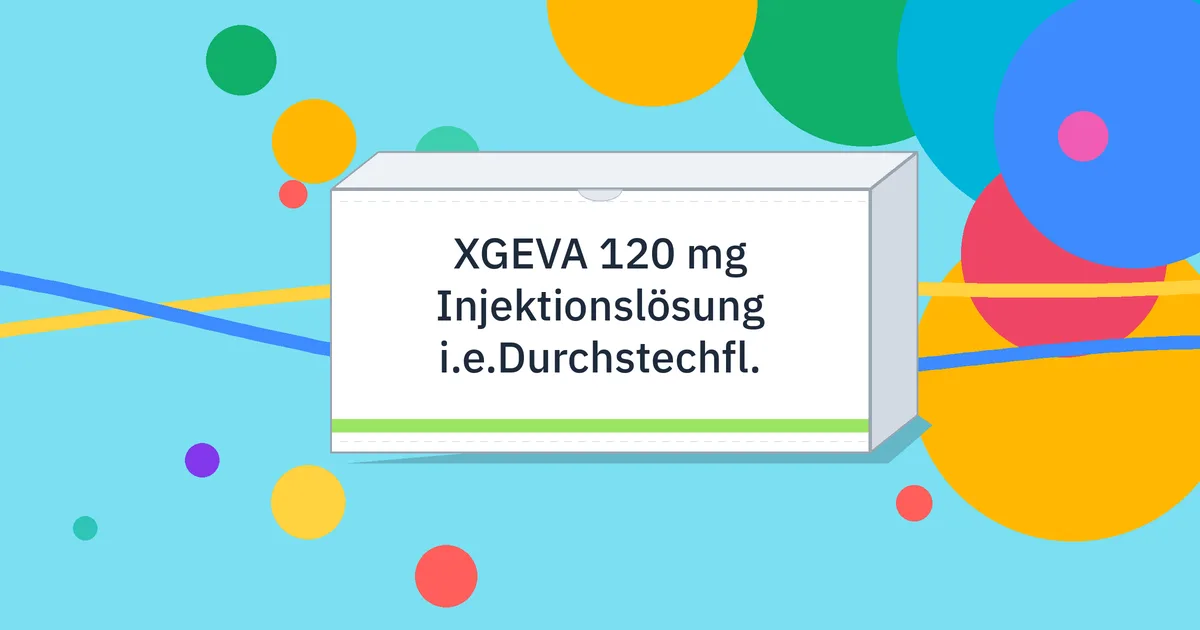 Symbolbild: Packung mit der Aufschrift XGEVA 120 mg Injektionslösung i.e.Durchstechfl. (PZN 18084523) – Verfügbarkeit und Bezug in Apotheken in Frankfurt am Main