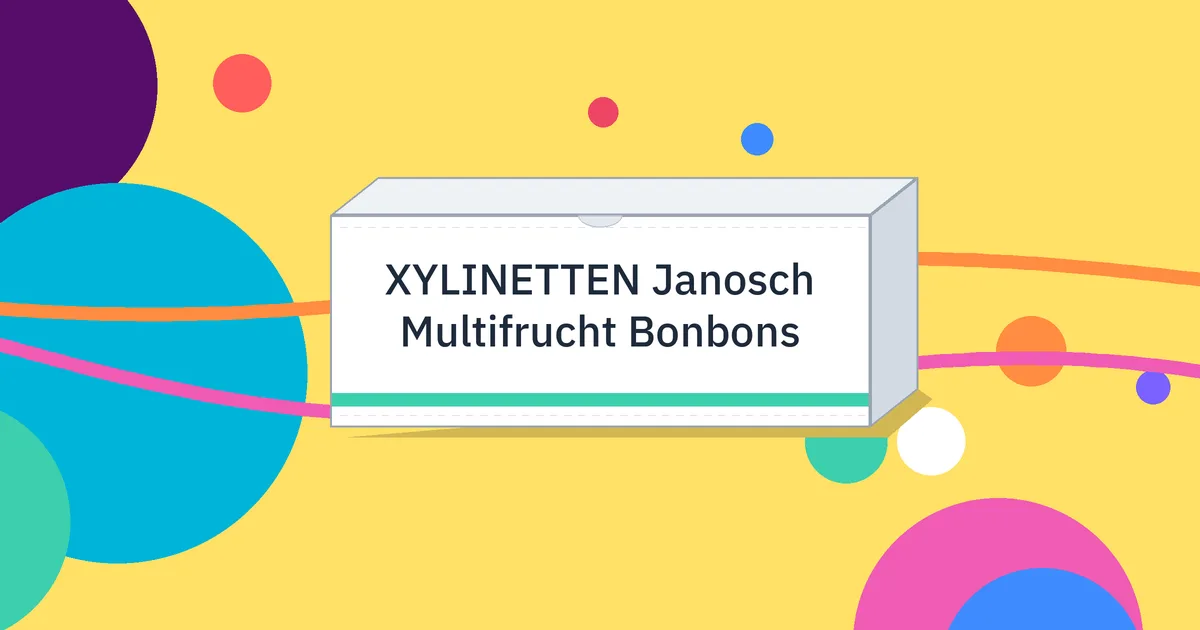 Symbolbild: Packung mit der Aufschrift XYLINETTEN Janosch Multifrucht Bonbons (PZN 10948622) – Verfügbarkeit und Bezug in Apotheken in Frankfurt am Main