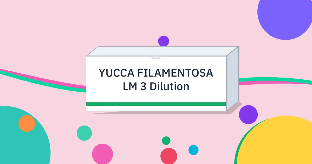 Symbolbild: Packung mit der Aufschrift YUCCA FILAMENTOSA LM 3 Dilution (PZN 13288528) – Verfügbarkeit und Bezug in Apotheken in Frankfurt am Main