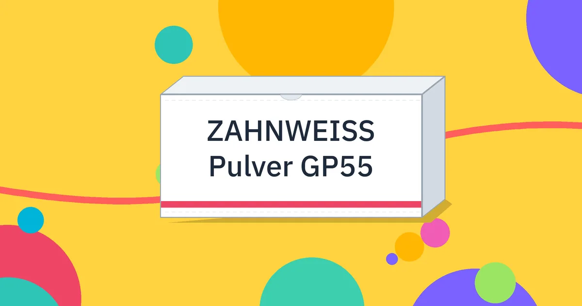 Symbolbild: Packung mit der Aufschrift ZAHNWEISS Pulver GP55 (PZN 09075028) – Verfügbarkeit und Bezug in Apotheken in Frankfurt am Main
