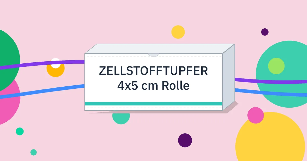 Symbolbild: Packung mit der Aufschrift ZELLSTOFFTUPFER 4x5 cm Rolle (PZN 03040655) – Verfügbarkeit und Bezug in Apotheken in Frankfurt am Main