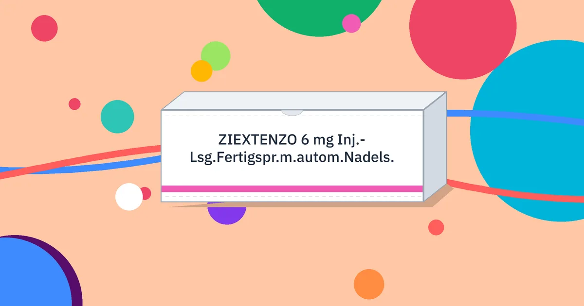 Symbolbild: Packung mit der Aufschrift ZIEXTENZO 6 mg Inj.-Lsg.Fertigspr.m.autom.Nadels. (PZN 16393421) – Verfügbarkeit und Bezug in Apotheken in Frankfurt am Main