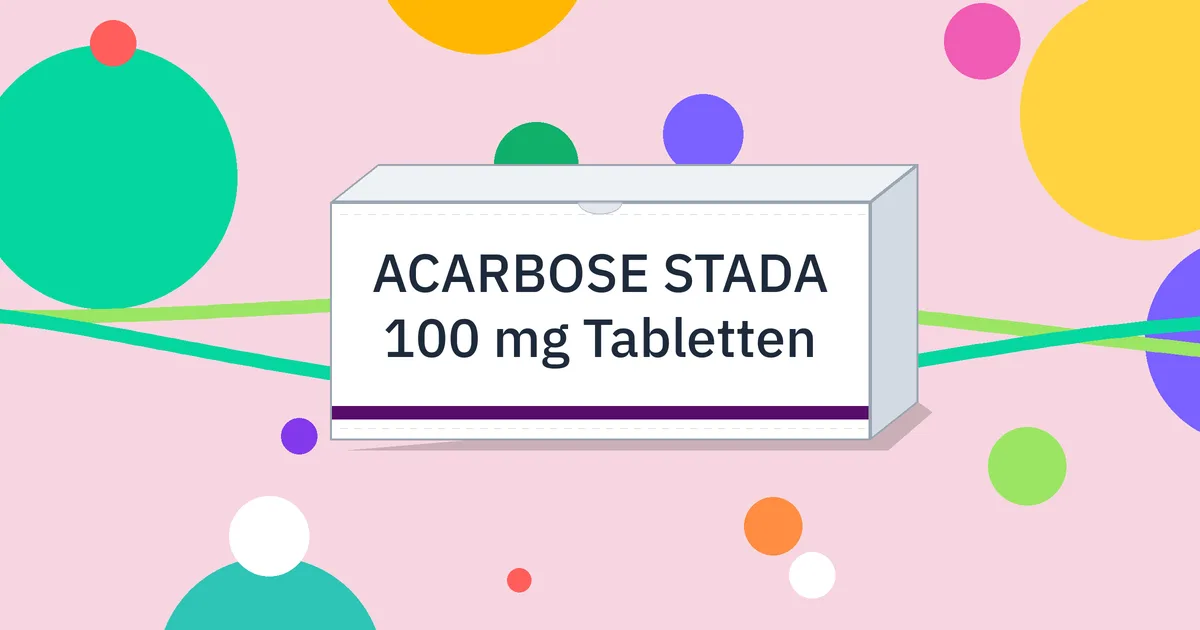 Symbolbild: Packung mit der Aufschrift ACARBOSE STADA 100 mg Tabletten (PZN 05528562) – Verfügbarkeit und Bezug in Apotheken in Frankfurt am Main
