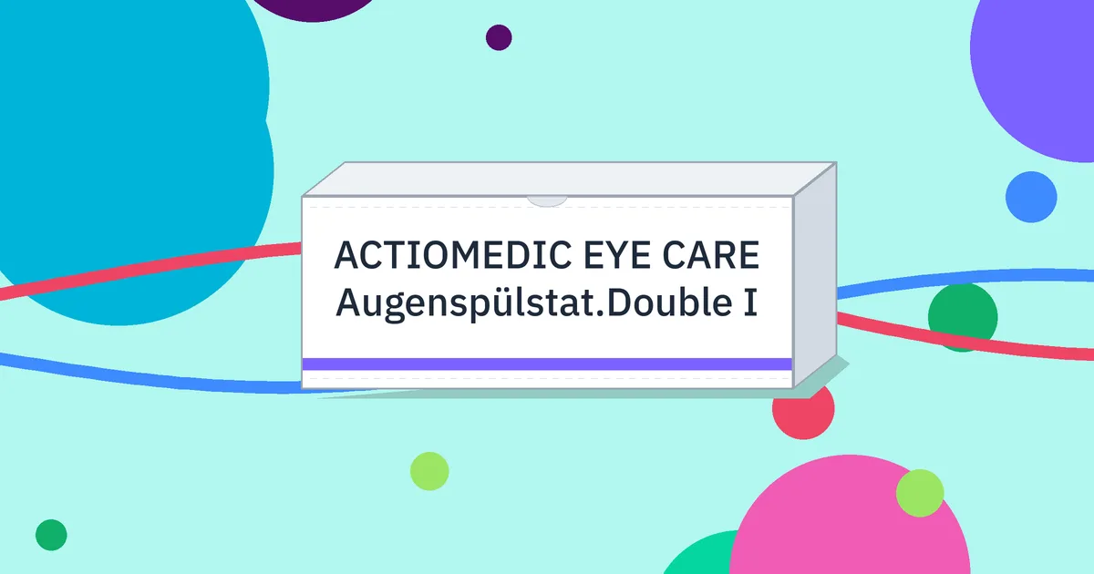 Symbolbild: Packung mit der Aufschrift ACTIOMEDIC EYE CARE Augenspülstat.Double I (PZN 12547123) – Verfügbarkeit und Bezug in Apotheken in Frankfurt am Main