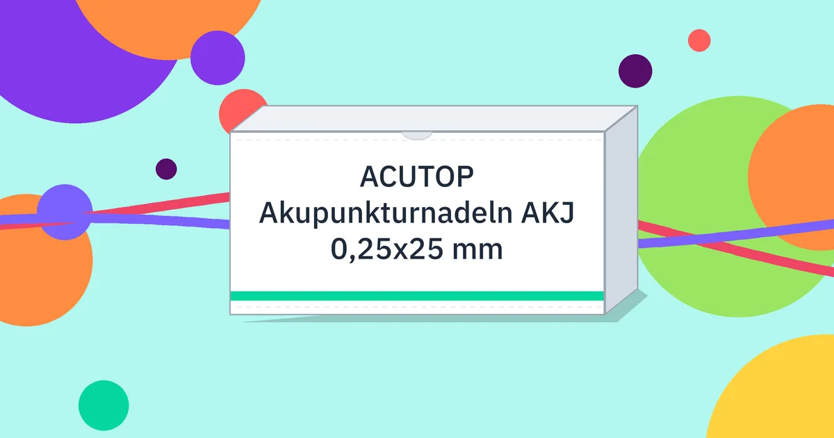 Symbolbild: Packung mit der Aufschrift ACUTOP Akupunkturnadeln AKJ 0,25x25 mm (PZN 17568911) – Verfügbarkeit und Bezug in Apotheken in Frankfurt am Main