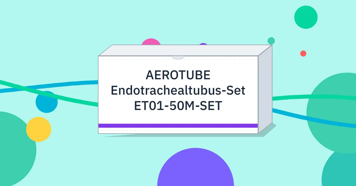 Symbolbild: Packung mit der Aufschrift AEROTUBE Endotrachealtubus-Set ET01-50M-SET (PZN 04699132) – Verfügbarkeit und Bezug in Apotheken in Frankfurt am Main