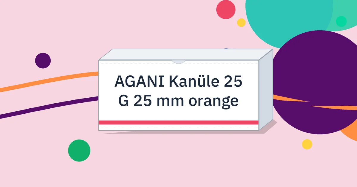 Symbolbild: Packung mit der Aufschrift AGANI Kanüle 25 G 25 mm orange (PZN 20130590) – Verfügbarkeit und Bezug in Apotheken in Frankfurt am Main
