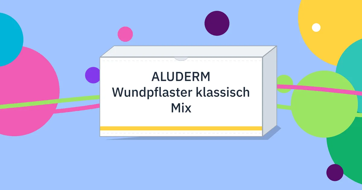 Symbolbild: Packung mit der Aufschrift ALUDERM Wundpflaster klassisch Mix (PZN 19455097) – Verfügbarkeit und Bezug in Apotheken in Frankfurt am Main