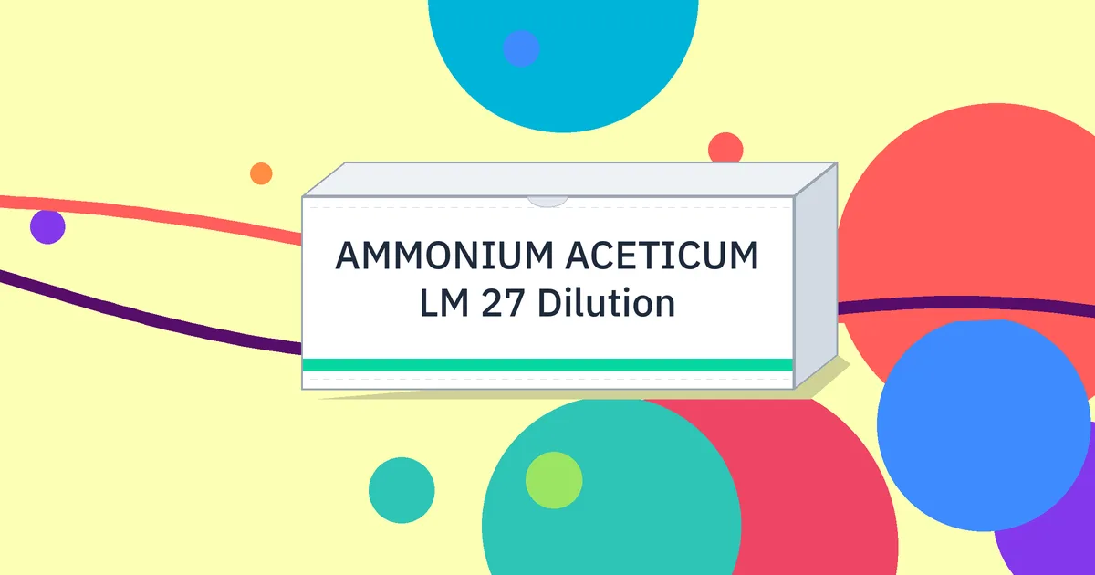 Symbolbild: Packung mit der Aufschrift AMMONIUM ACETICUM LM 27 Dilution (PZN 13319648) – Verfügbarkeit und Bezug in Apotheken in Frankfurt am Main