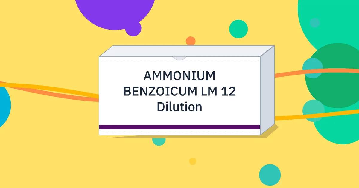 Symbolbild: Packung mit der Aufschrift AMMONIUM BENZOICUM LM 12 Dilution (PZN 13319938) – Verfügbarkeit und Bezug in Apotheken in Frankfurt am Main