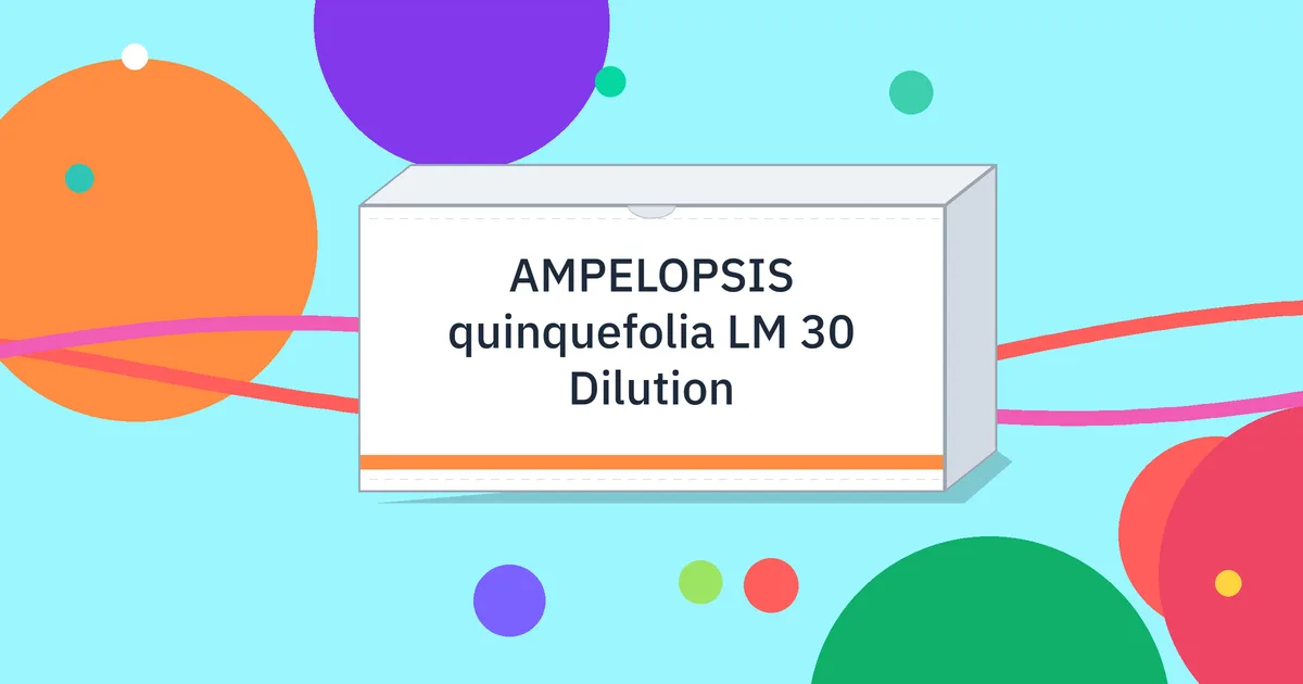 Symbolbild: Packung mit der Aufschrift AMPELOPSIS quinquefolia LM 30 Dilution (PZN 13325318) – Verfügbarkeit und Bezug in Apotheken in Frankfurt am Main