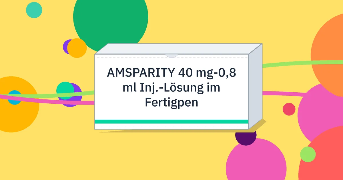 Symbolbild: Packung mit der Aufschrift AMSPARITY 40 mg-0,8 ml Inj.-Lösung im Fertigpen (PZN 19518202) – Verfügbarkeit und Bezug in Apotheken in Frankfurt am Main