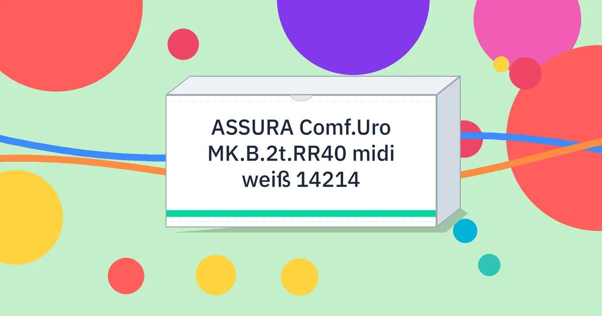 Symbolbild: Packung mit der Aufschrift ASSURA Comf.Uro MK.B.2t.RR40 midi weiß 14214 (PZN 00843081) – Verfügbarkeit und Bezug in Apotheken in Frankfurt am Main