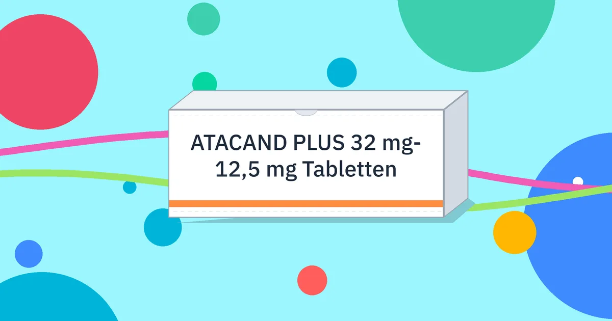 Symbolbild: Packung mit der Aufschrift ATACAND PLUS 32 mg-12,5 mg Tabletten (PZN 05108216) – Verfügbarkeit und Bezug in Apotheken in Frankfurt am Main