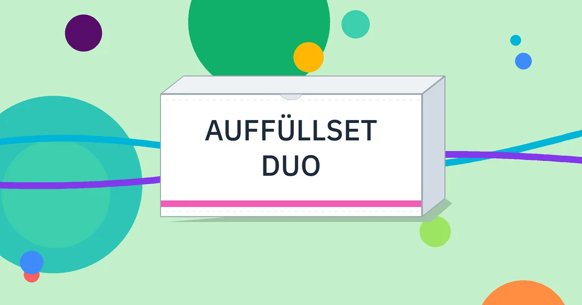 Symbolbild: Packung mit der Aufschrift AUFFÜLLSET DUO (PZN 06910186) – Verfügbarkeit und Bezug in Apotheken in Frankfurt am Main