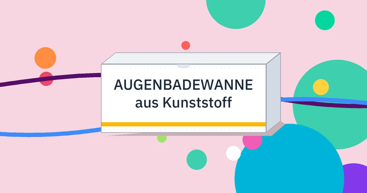 Symbolbild: Packung mit der Aufschrift AUGENBADEWANNE aus Kunststoff (PZN 01723982) – Verfügbarkeit und Bezug in Apotheken in Frankfurt am Main