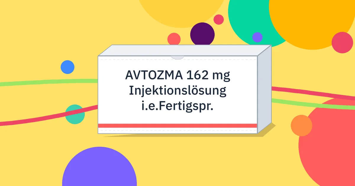 Symbolbild: Packung mit der Aufschrift AVTOZMA 162 mg Injektionslösung i.e.Fertigspr. (PZN 19499887) – Verfügbarkeit und Bezug in Apotheken in Frankfurt am Main