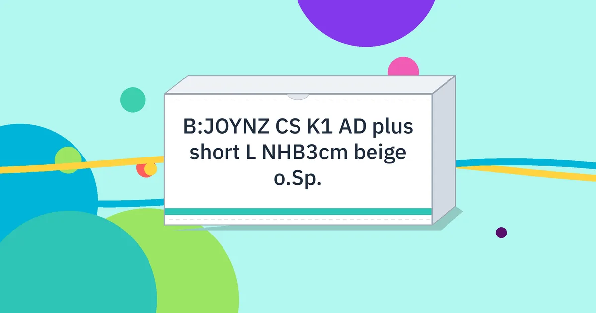 Symbolbild: Packung mit der Aufschrift B:JOYNZ CS K1 AD plus short L NHB3cm beige o.Sp. (PZN 20529547) – Verfügbarkeit und Bezug in Apotheken in Frankfurt am Main