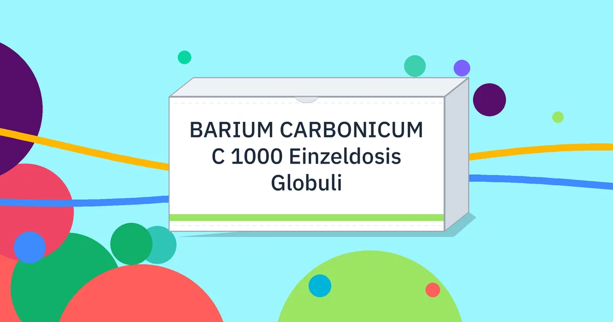 Symbolbild: Packung mit der Aufschrift BARIUM CARBONICUM C 1000 Einzeldosis Globuli (PZN 03033017) – Verfügbarkeit und Bezug in Apotheken in Frankfurt am Main