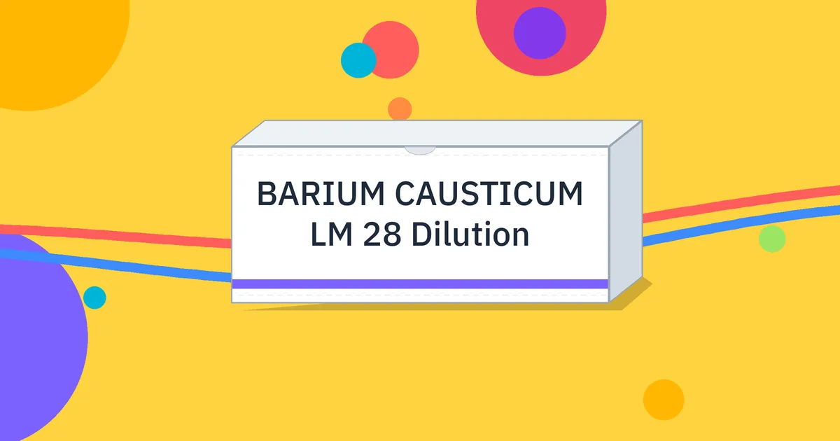 Symbolbild: Packung mit der Aufschrift BARIUM CAUSTICUM LM 28 Dilution (PZN 13376936) – Verfügbarkeit und Bezug in Apotheken in Frankfurt am Main