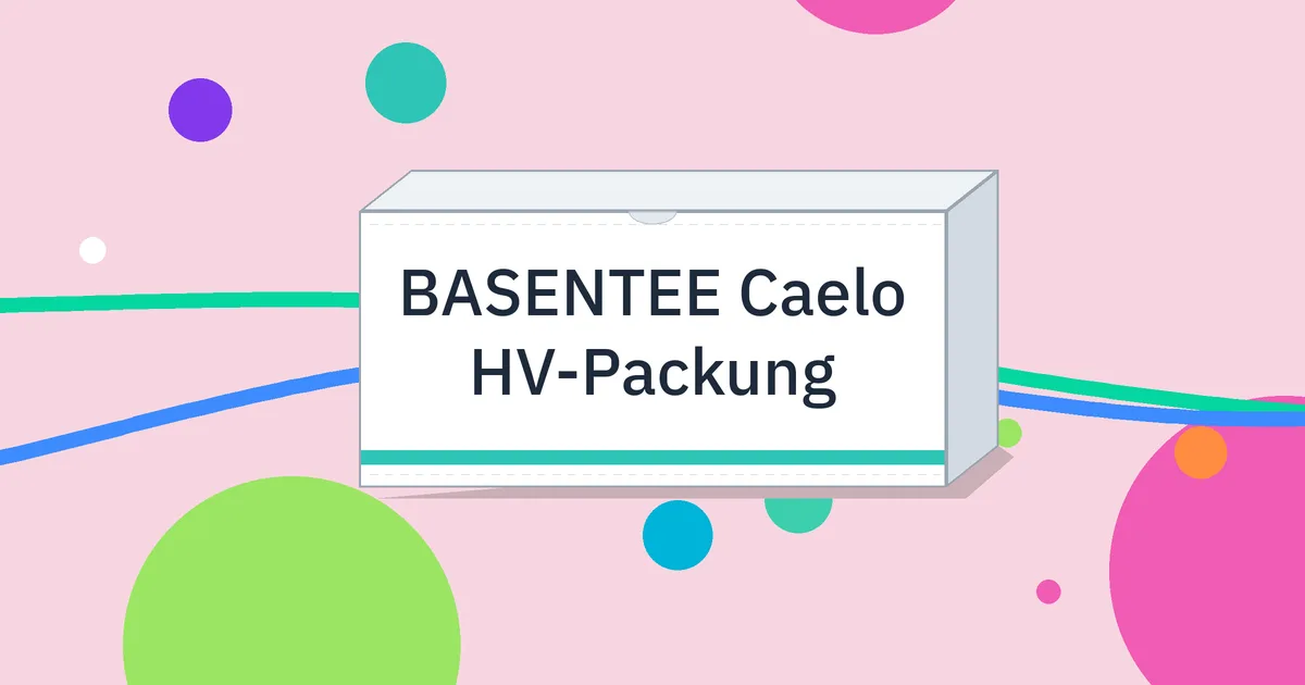 Symbolbild: Packung mit der Aufschrift BASENTEE Caelo HV-Packung (PZN 06415989) – Verfügbarkeit und Bezug in Apotheken in Frankfurt am Main