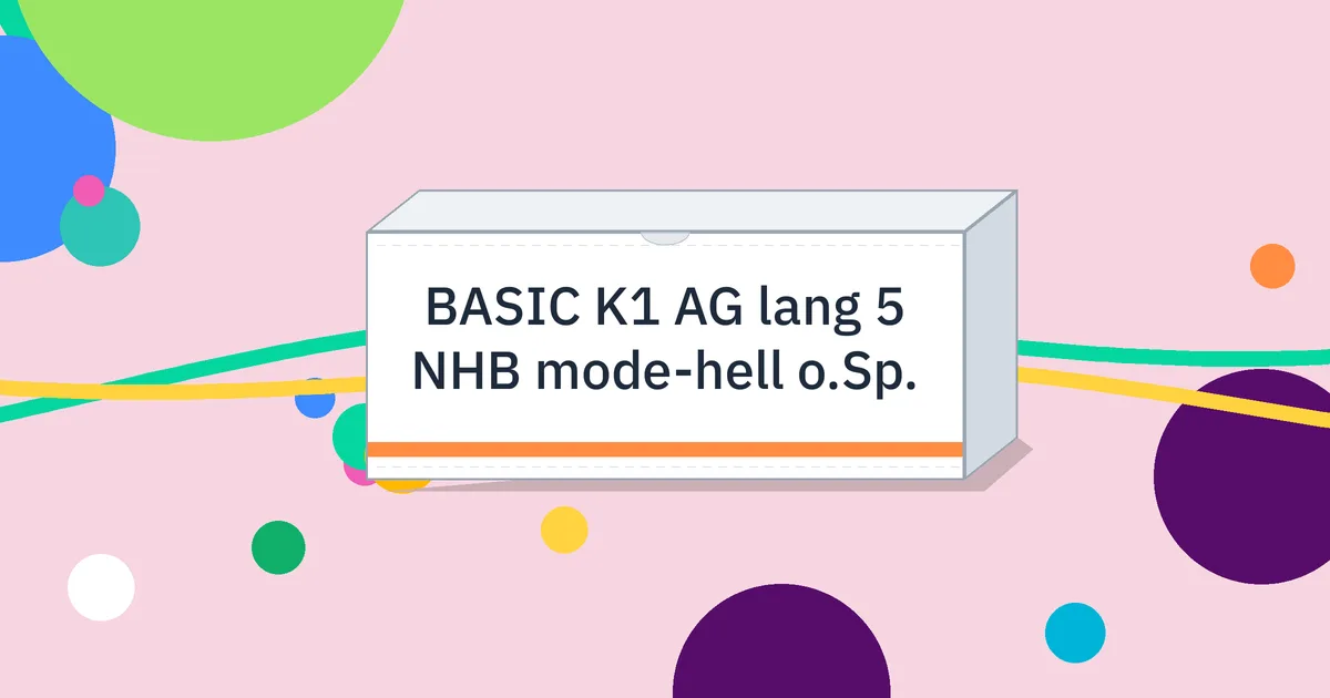 Symbolbild: Packung mit der Aufschrift BASIC K1 AG lang 5 NHB mode-hell o.Sp. (PZN 20261323) – Verfügbarkeit und Bezug in Apotheken in Frankfurt am Main