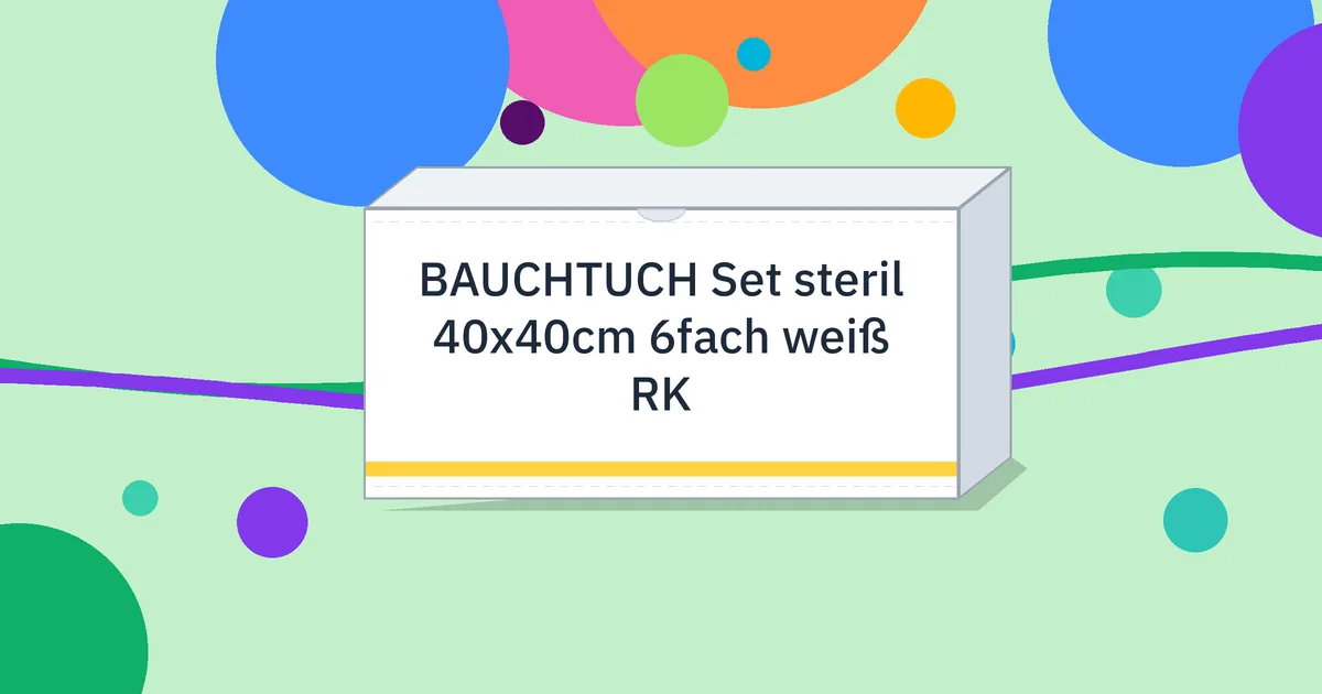 Symbolbild: Packung mit der Aufschrift BAUCHTUCH Set steril 40x40cm 6fach weiß RK (PZN 12407988) – Verfügbarkeit und Bezug in Apotheken in Frankfurt am Main