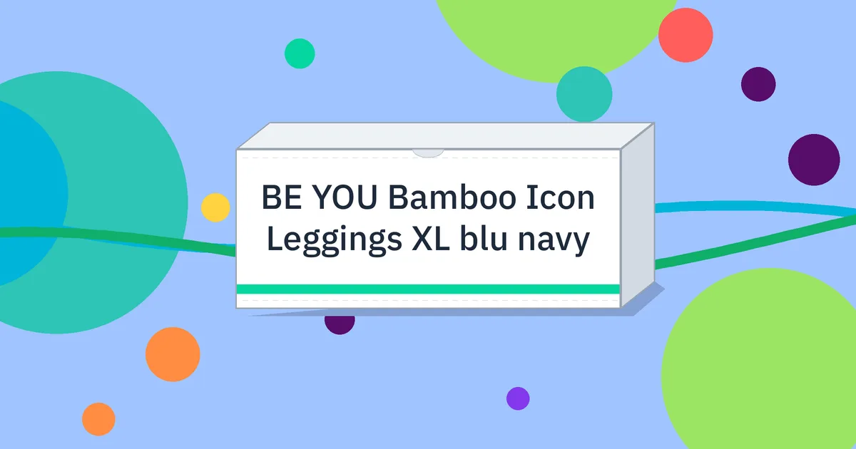 Symbolbild: Packung mit der Aufschrift BE YOU Bamboo Icon Leggings XL blu navy (PZN 19165146) – Verfügbarkeit und Bezug in Apotheken in Frankfurt am Main