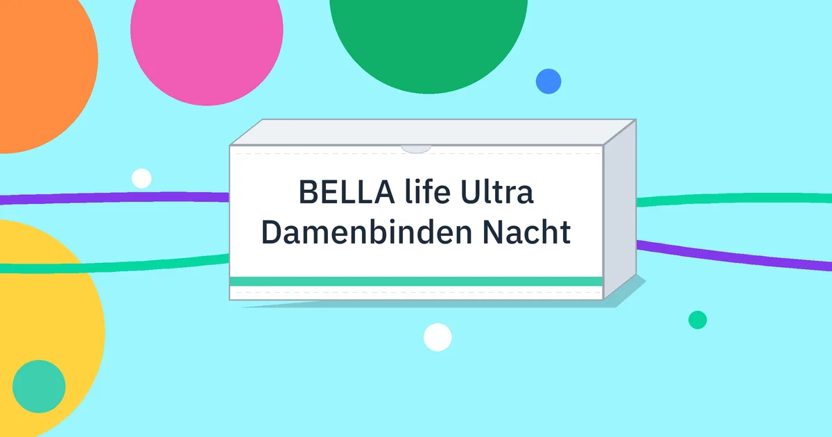 Symbolbild: Packung mit der Aufschrift BELLA life Ultra Damenbinden Nacht (PZN 20099383) – Verfügbarkeit und Bezug in Apotheken in Frankfurt am Main