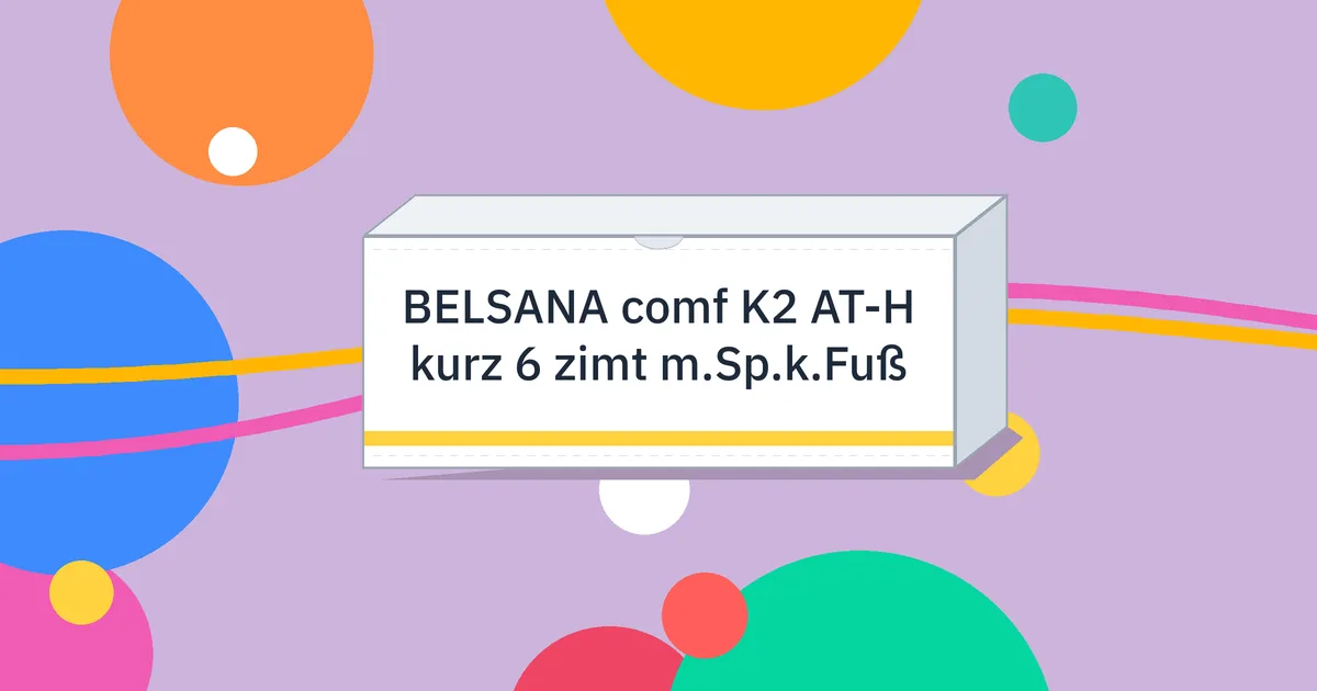 Symbolbild: Packung mit der Aufschrift BELSANA comf K2 AT-H kurz 6 zimt m.Sp.k.Fuß (PZN 12332084) – Verfügbarkeit und Bezug in Apotheken in Frankfurt am Main