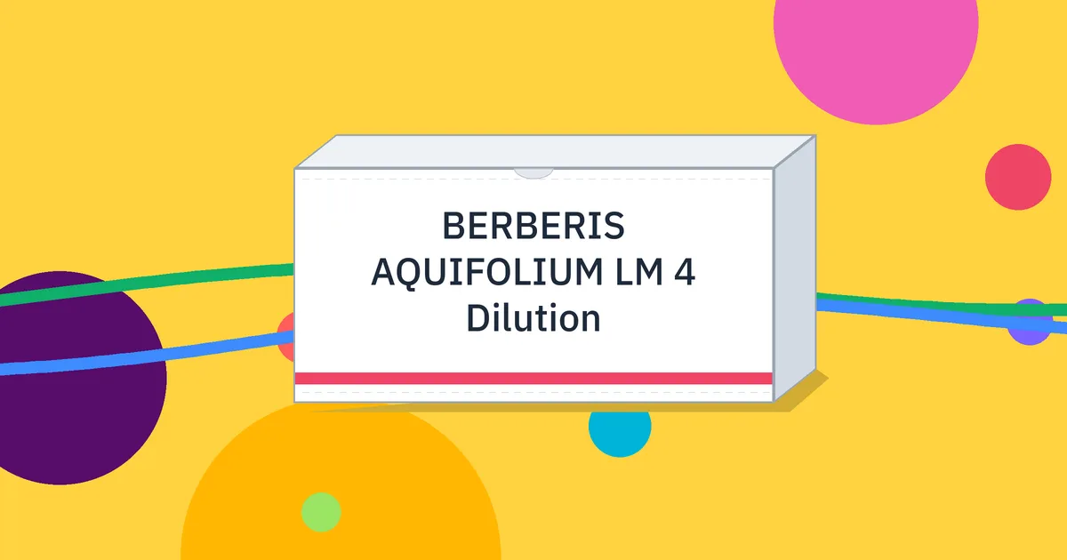 Symbolbild: Packung mit der Aufschrift BERBERIS AQUIFOLIUM LM 4 Dilution (PZN 13382948) – Verfügbarkeit und Bezug in Apotheken in Frankfurt am Main