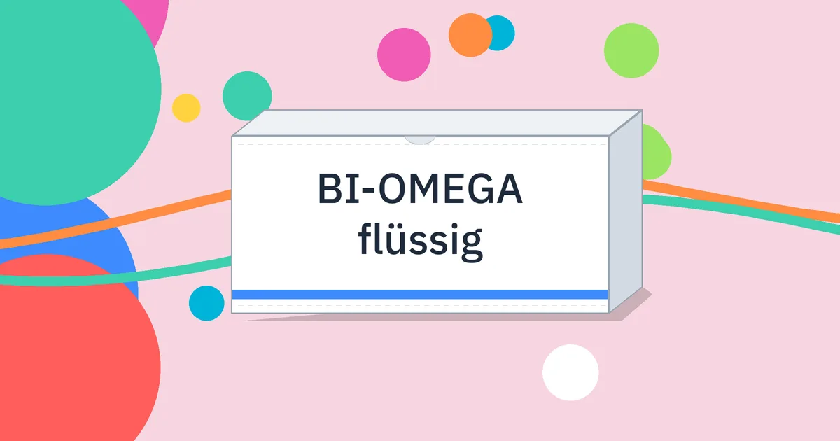 Symbolbild: Packung mit der Aufschrift BI-OMEGA flüssig (PZN 20379510) – Verfügbarkeit und Bezug in Apotheken in Frankfurt am Main