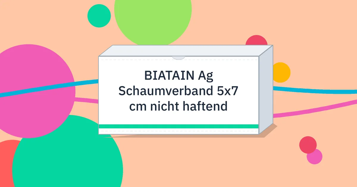 Symbolbild: Packung mit der Aufschrift BIATAIN Ag Schaumverband 5x7 cm nicht haftend (PZN 18125601) – Verfügbarkeit und Bezug in Apotheken in Frankfurt am Main