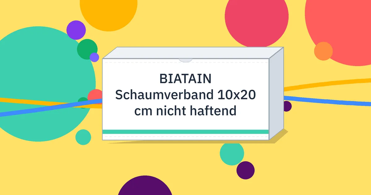 Symbolbild: Packung mit der Aufschrift BIATAIN Schaumverband 10x20 cm nicht haftend (PZN 18228608) – Verfügbarkeit und Bezug in Apotheken in Frankfurt am Main