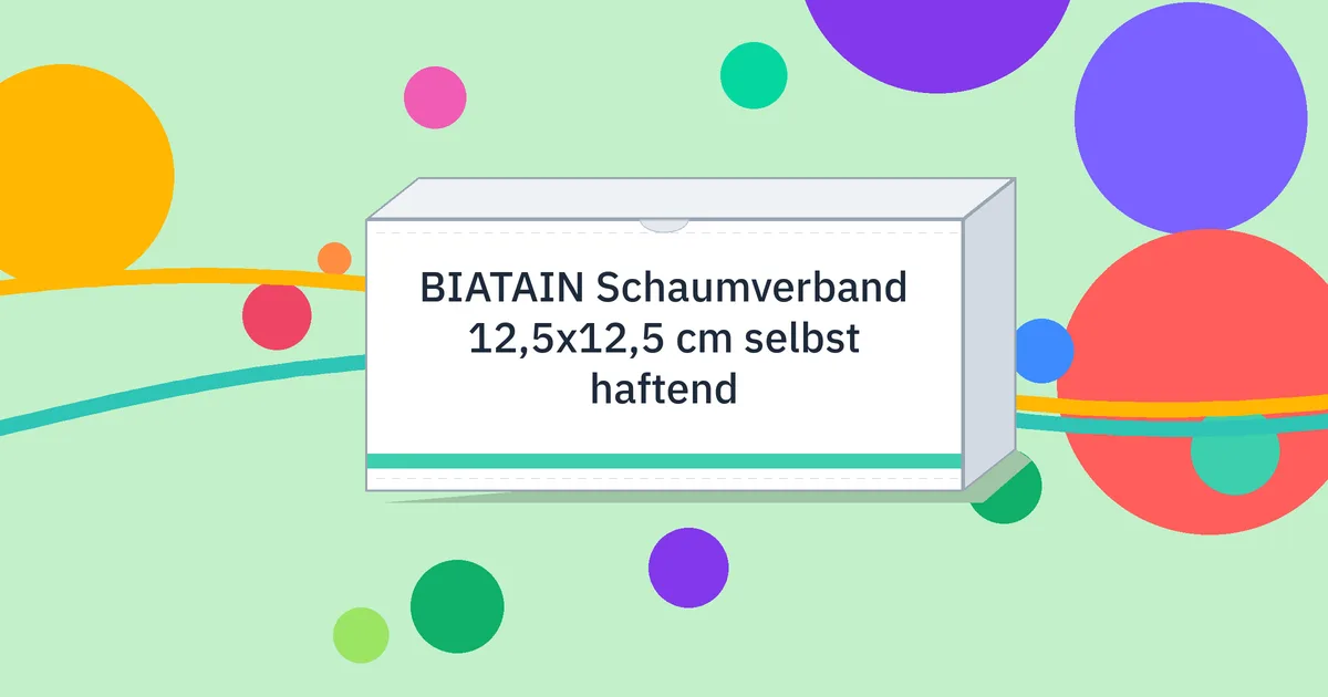 Symbolbild: Packung mit der Aufschrift BIATAIN Schaumverband 12,5x12,5 cm selbst haftend (PZN 19348289) – Verfügbarkeit und Bezug in Apotheken in Frankfurt am Main