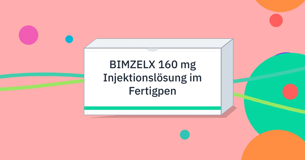 Symbolbild: Packung mit der Aufschrift BIMZELX 160 mg Injektionslösung im Fertigpen (PZN 18061491) – Verfügbarkeit und Bezug in Apotheken in Frankfurt am Main