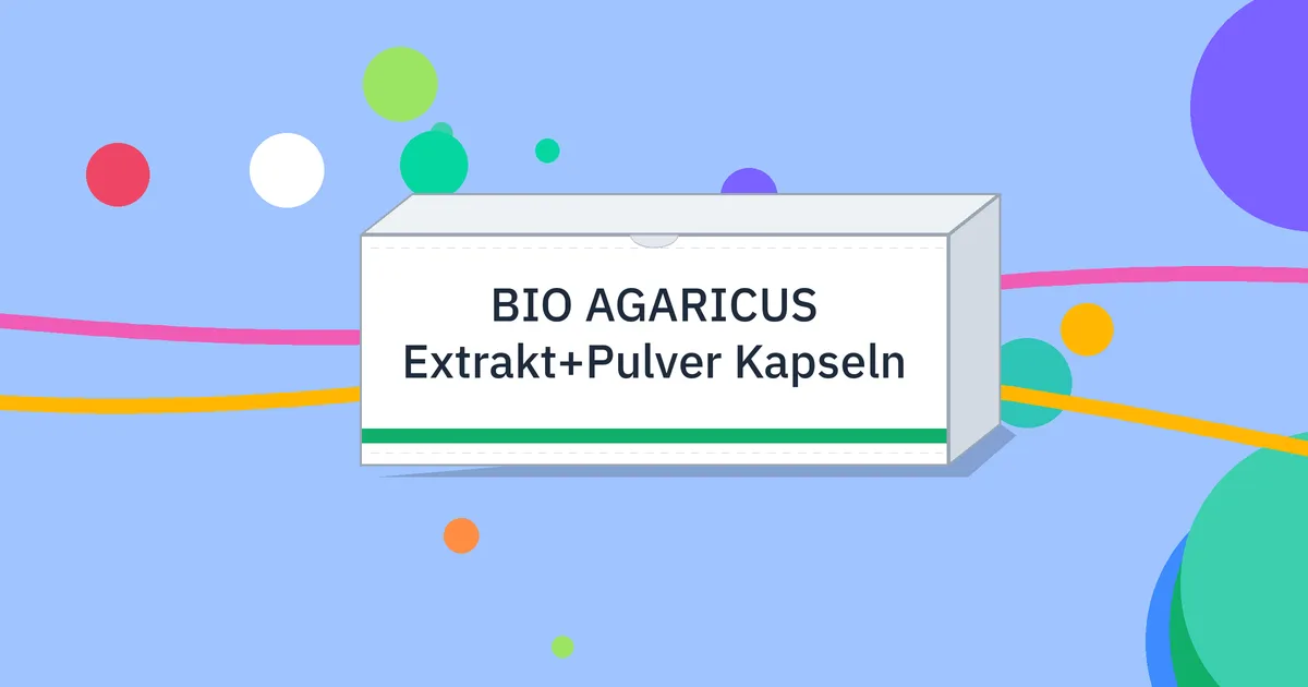 Symbolbild: Packung mit der Aufschrift BIO AGARICUS Extrakt+Pulver Kapseln (PZN 17566326) – Verfügbarkeit und Bezug in Apotheken in Frankfurt am Main