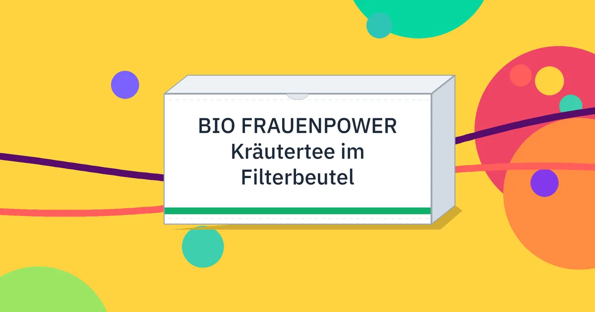 Symbolbild: Packung mit der Aufschrift BIO FRAUENPOWER Kräutertee im Filterbeutel (PZN 19525946) – Verfügbarkeit und Bezug in Apotheken in Frankfurt am Main