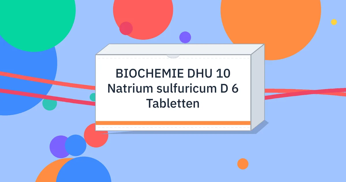 Symbolbild: Packung mit der Aufschrift BIOCHEMIE DHU 10 Natrium sulfuricum D 6 Tabletten (PZN 18182734) – Verfügbarkeit und Bezug in Apotheken in Frankfurt am Main