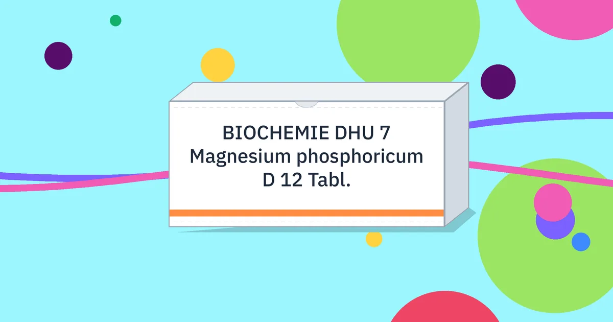 Symbolbild: Packung mit der Aufschrift BIOCHEMIE DHU 7 Magnesium phosphoricum D 12 Tabl. (PZN 18182674) – Verfügbarkeit und Bezug in Apotheken in Frankfurt am Main