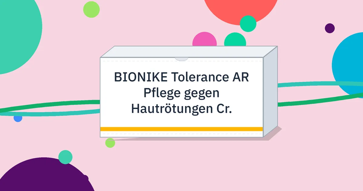 Symbolbild: Packung mit der Aufschrift BIONIKE Tolerance AR Pflege gegen Hautrötungen Cr. (PZN 14371415) – Verfügbarkeit und Bezug in Apotheken in Frankfurt am Main