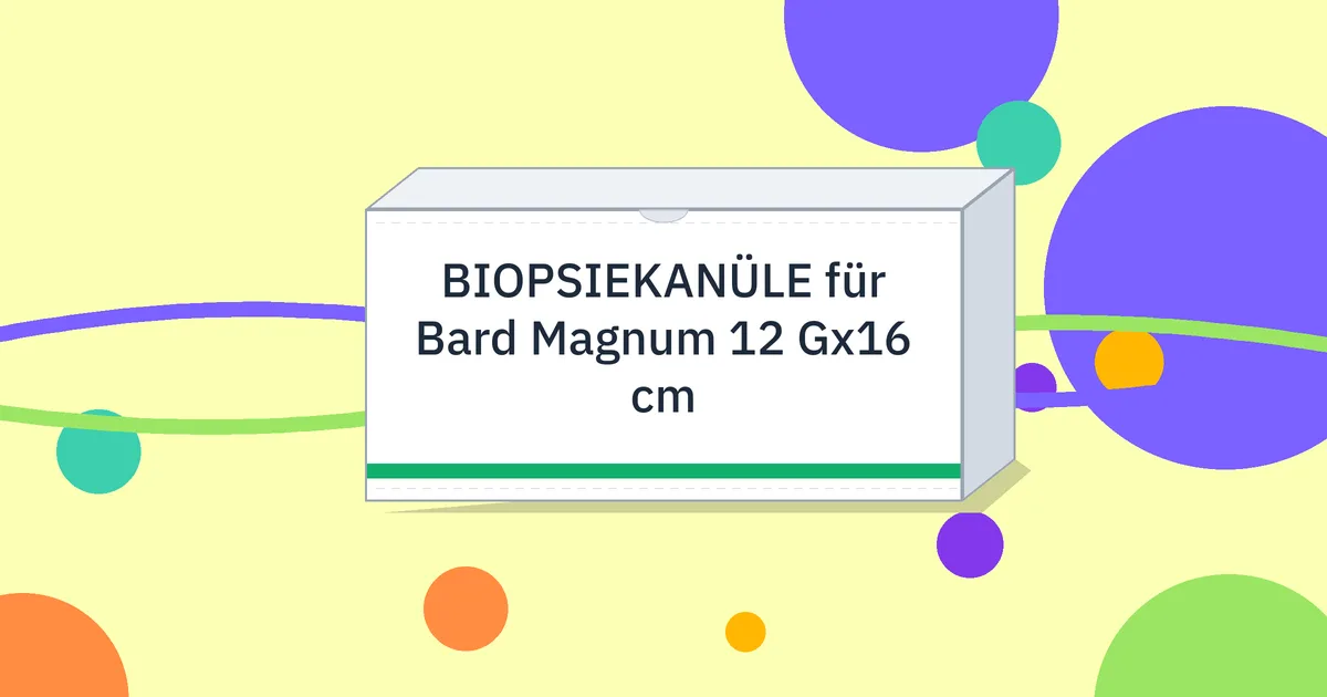 Symbolbild: Packung mit der Aufschrift BIOPSIEKANÜLE für Bard Magnum 12 Gx16 cm (PZN 04657642) – Verfügbarkeit und Bezug in Apotheken in Frankfurt am Main