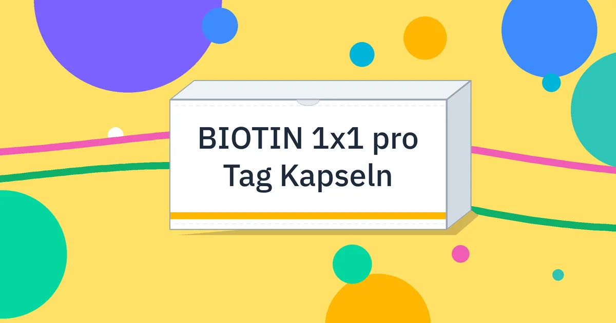 Symbolbild: Packung mit der Aufschrift BIOTIN 1x1 pro Tag Kapseln (PZN 07412527) – Verfügbarkeit und Bezug in Apotheken in Frankfurt am Main