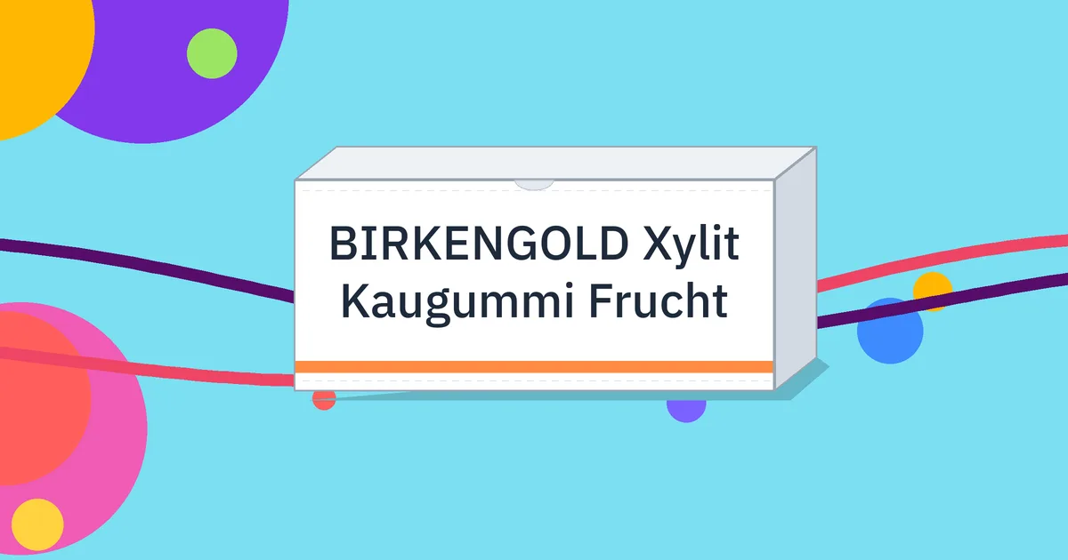Symbolbild: Packung mit der Aufschrift BIRKENGOLD Xylit Kaugummi Frucht (PZN 19290420) – Verfügbarkeit und Bezug in Apotheken in Frankfurt am Main