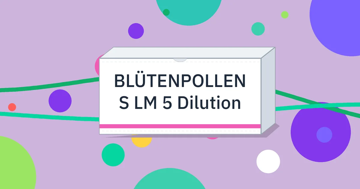 Symbolbild: Packung mit der Aufschrift BLÜTENPOLLEN S LM 5 Dilution (PZN 12795111) – Verfügbarkeit und Bezug in Apotheken in Frankfurt am Main
