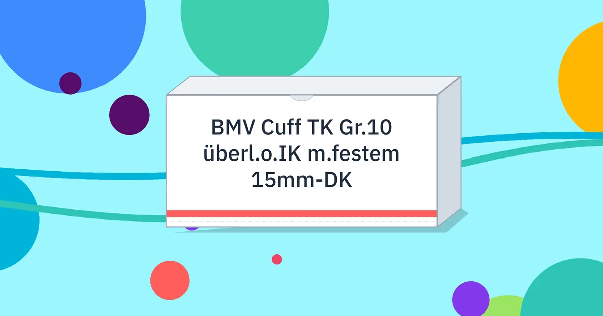 Symbolbild: Packung mit der Aufschrift BMV Cuff TK Gr.10 überl.o.IK m.festem 15mm-DK (PZN 18848647) – Verfügbarkeit und Bezug in Apotheken in Frankfurt am Main