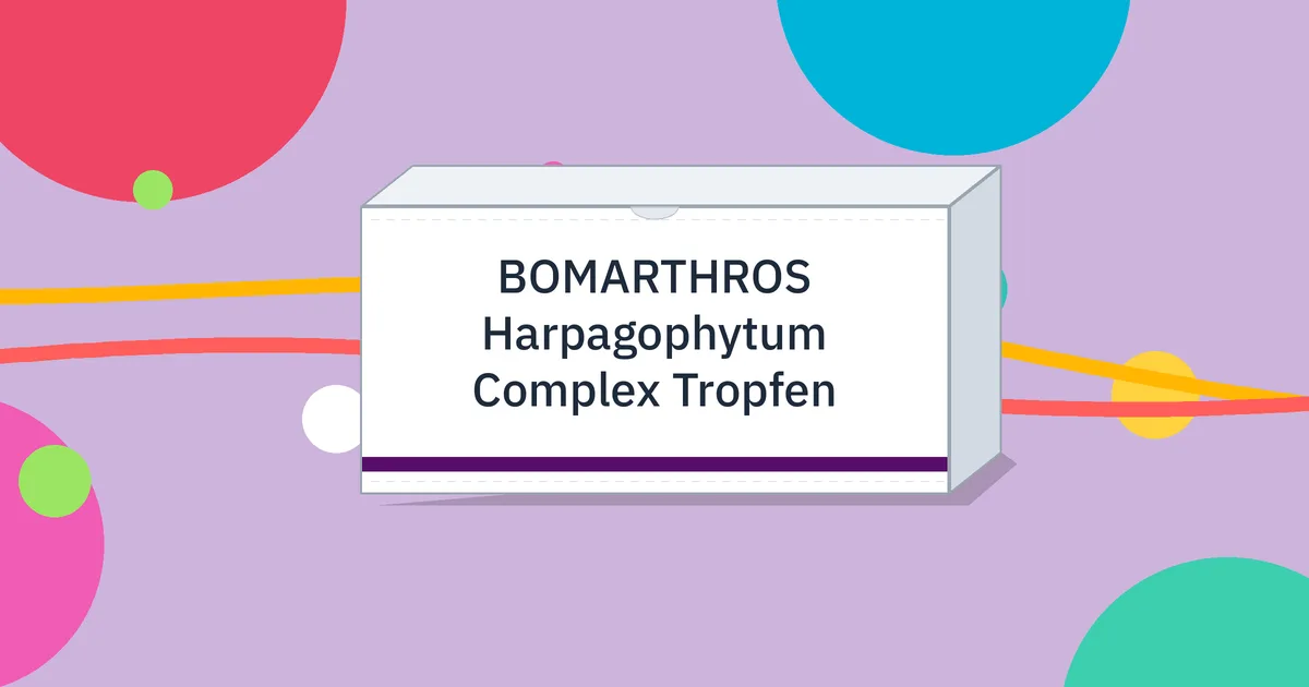 Symbolbild: Packung mit der Aufschrift BOMARTHROS Harpagophytum Complex Tropfen (PZN 01801475) – Verfügbarkeit und Bezug in Apotheken in Frankfurt am Main