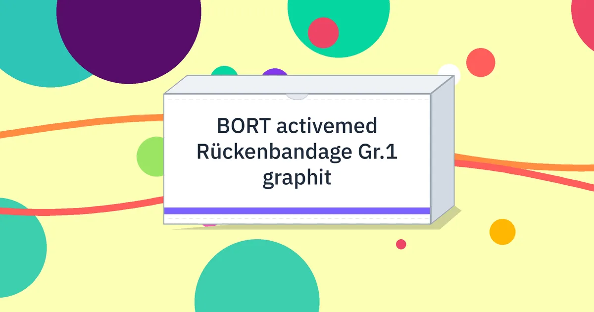 Symbolbild: Packung mit der Aufschrift BORT activemed Rückenbandage Gr.1 graphit (PZN 17582325) – Verfügbarkeit und Bezug in Apotheken in Frankfurt am Main
