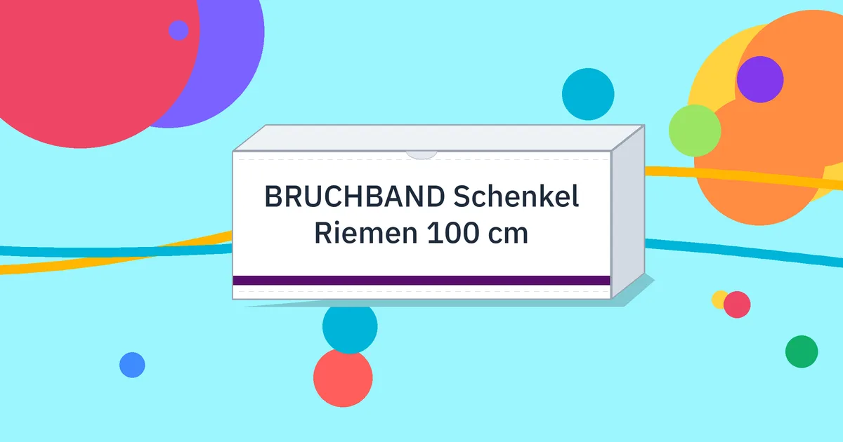 Symbolbild: Packung mit der Aufschrift BRUCHBAND Schenkel Riemen 100 cm (PZN 01725544) – Verfügbarkeit und Bezug in Apotheken in Frankfurt am Main